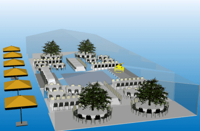 Event Diagramming 3D: View plans in both a 2D and 3D